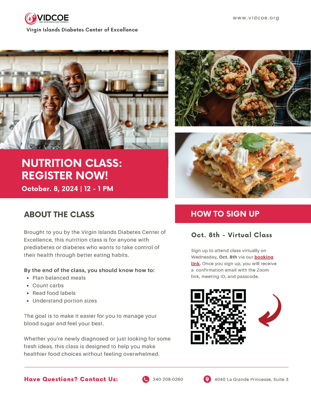 NUTRITION CLASS: October. 8, 2024 - VI Diabetes Center of Excellence